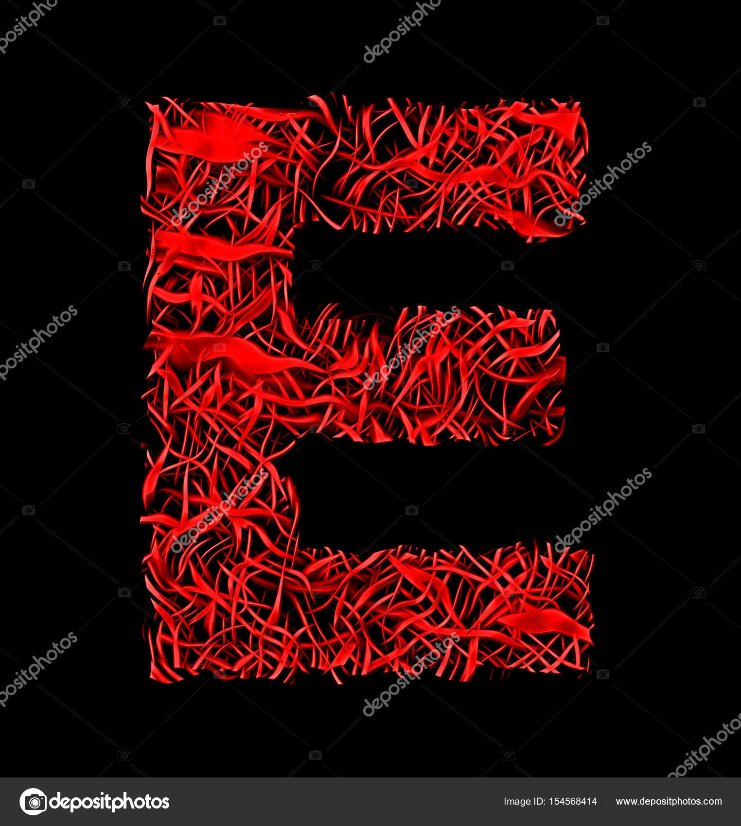 Letter E red artistic fiber mesh style isolated on black Stock Photo by ...