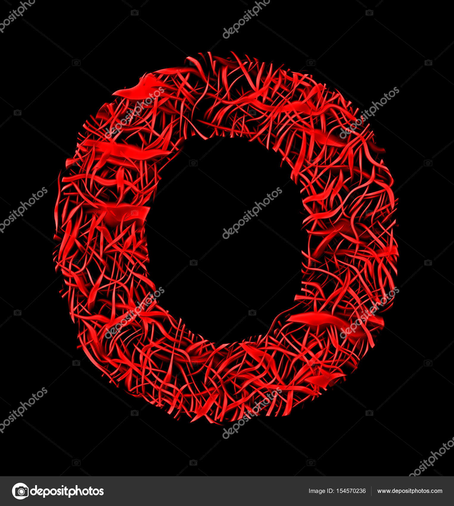 Letter O red artistic fiber mesh style isolated on black Stock Photo by ...