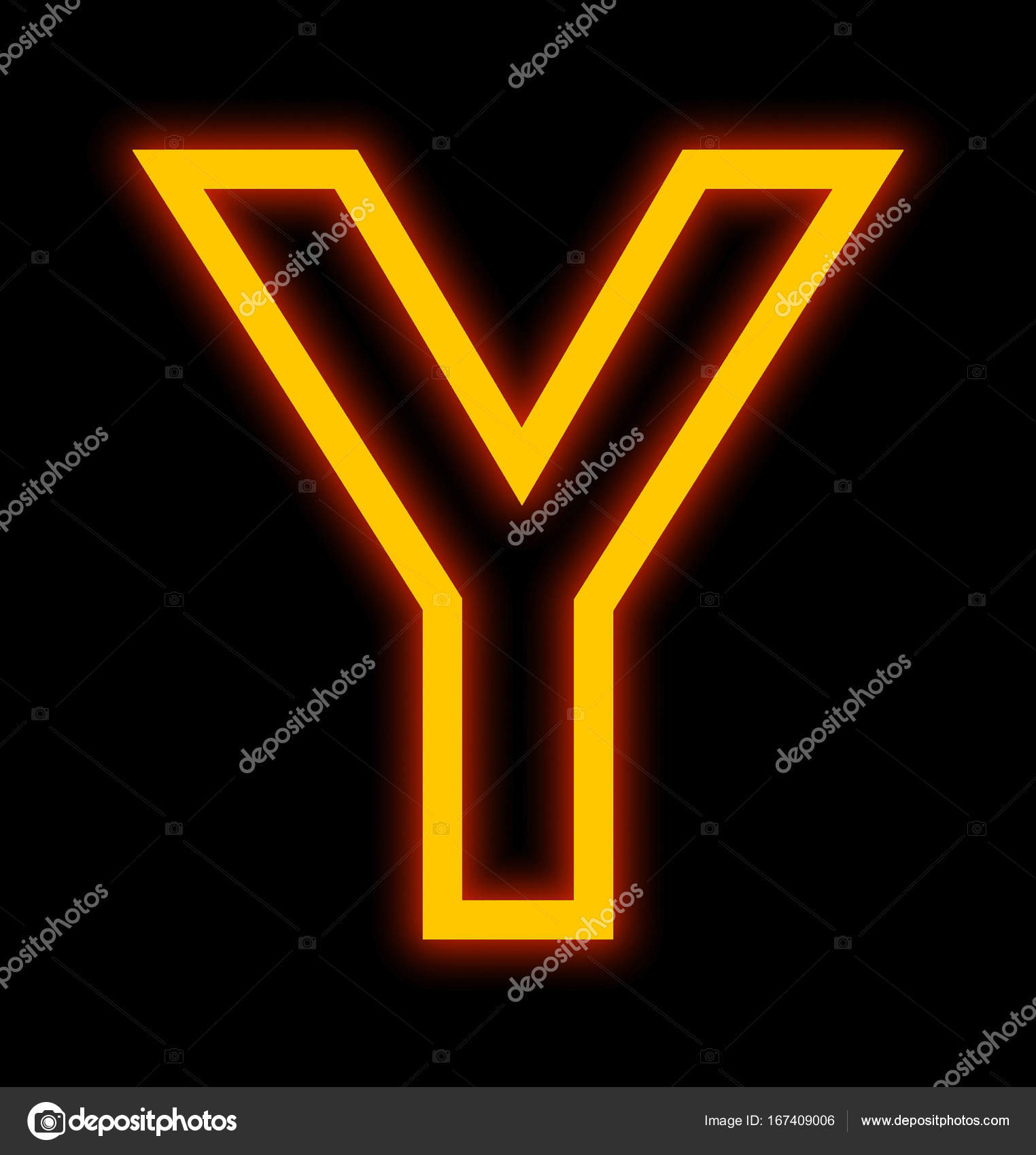 Letter Y neon lights outlined isolated on black Stock Photo by ©3dvlaa ...
