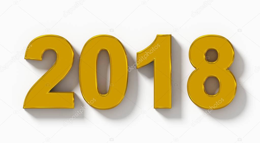 año 2018 números 3D dorados con sombra aislada en blanco - orth 2024