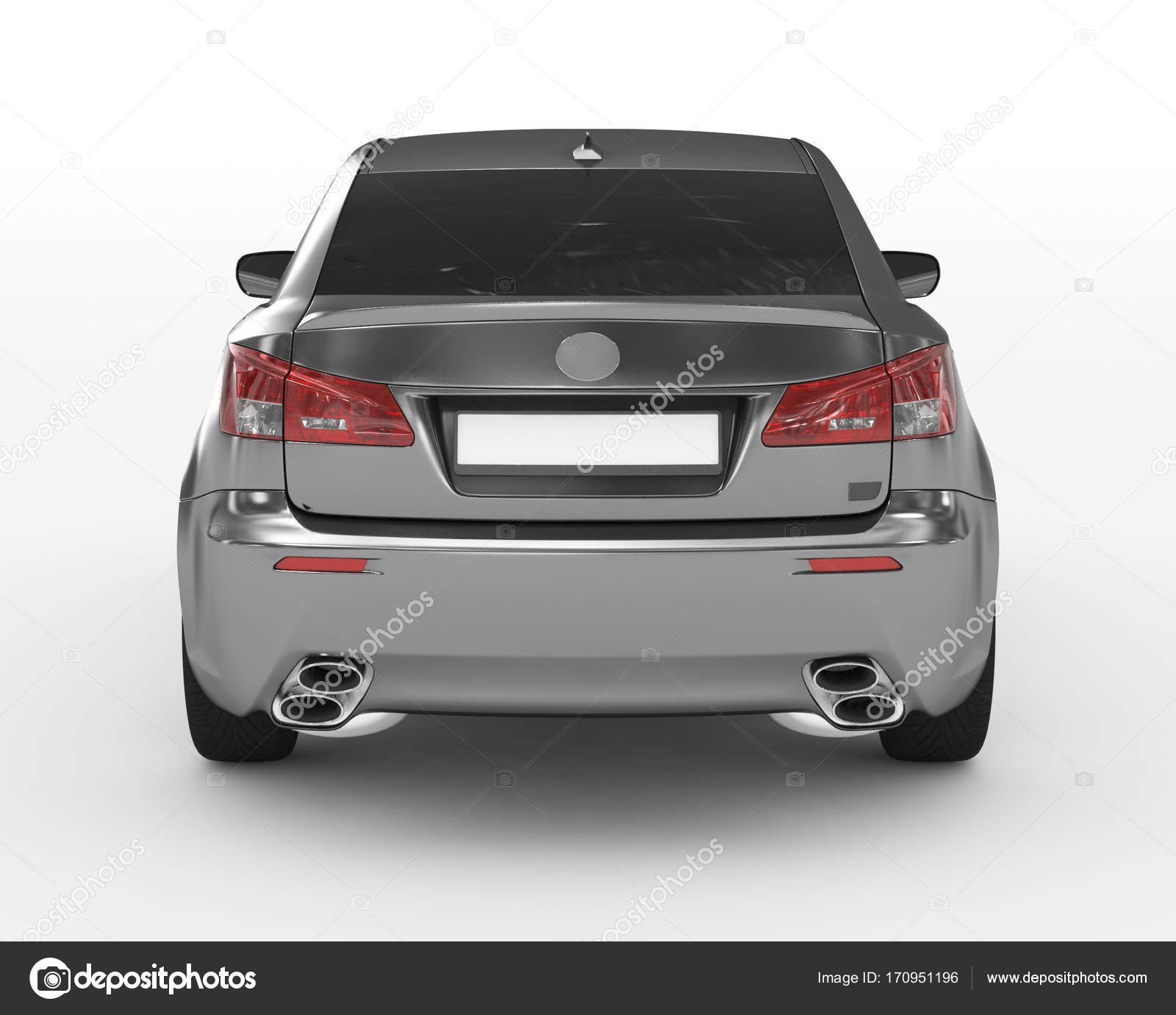 Car isolated on white - metal, tinted glass - back view — Stock Photo ...