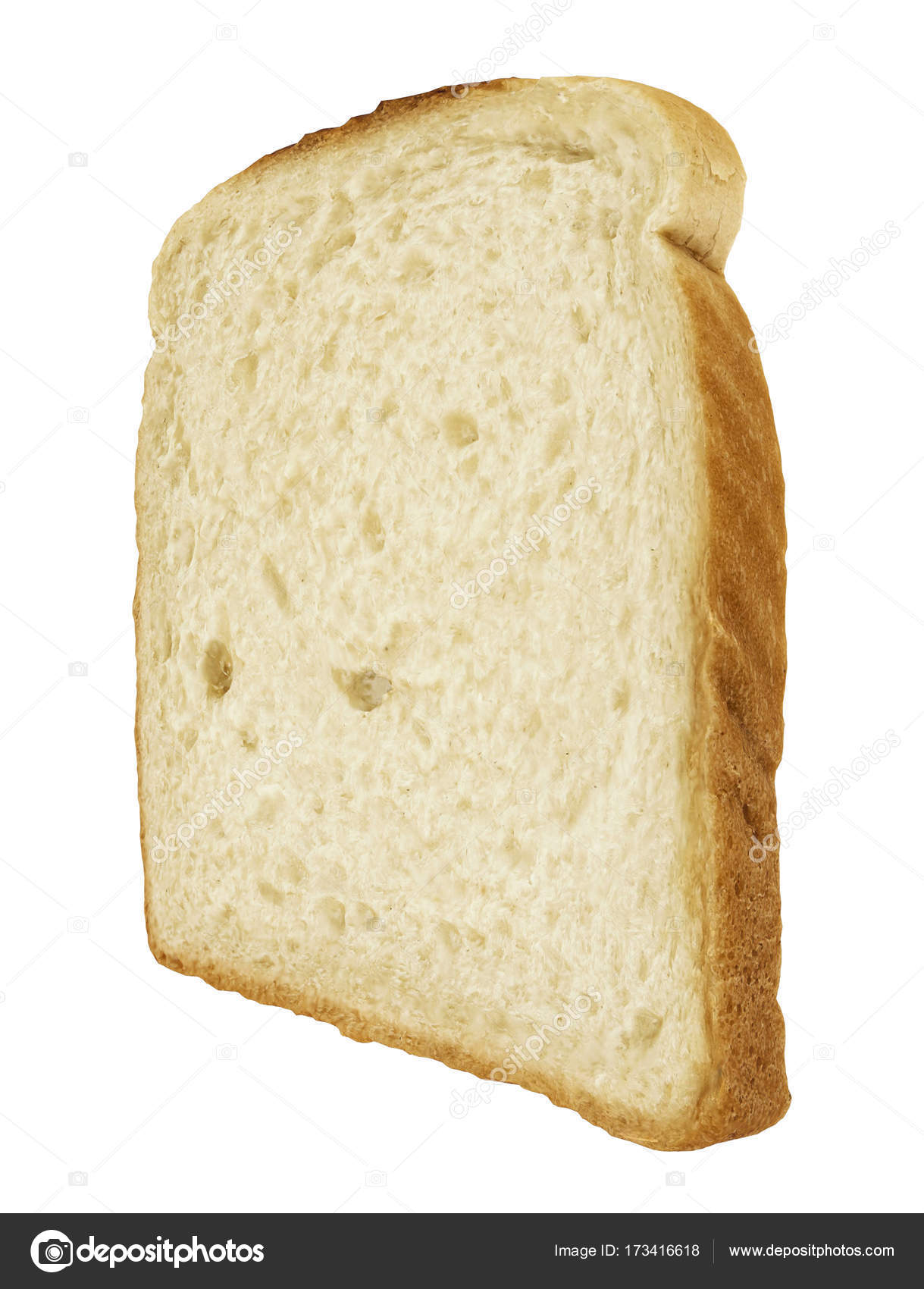 Bread slice - single toast close-up - isolated on white Stock Photo by ...