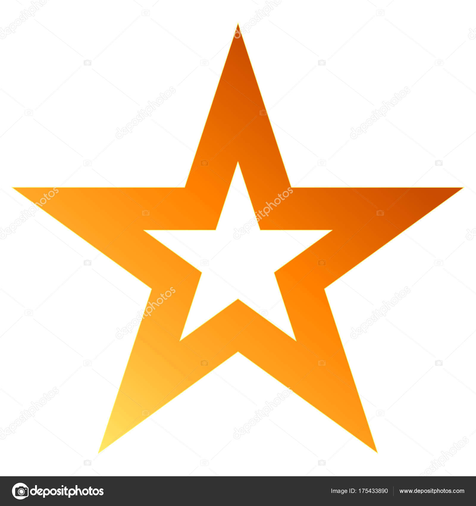 Estrella de Navidad naranja - delineado estrella de 5 puntos - aislado ...