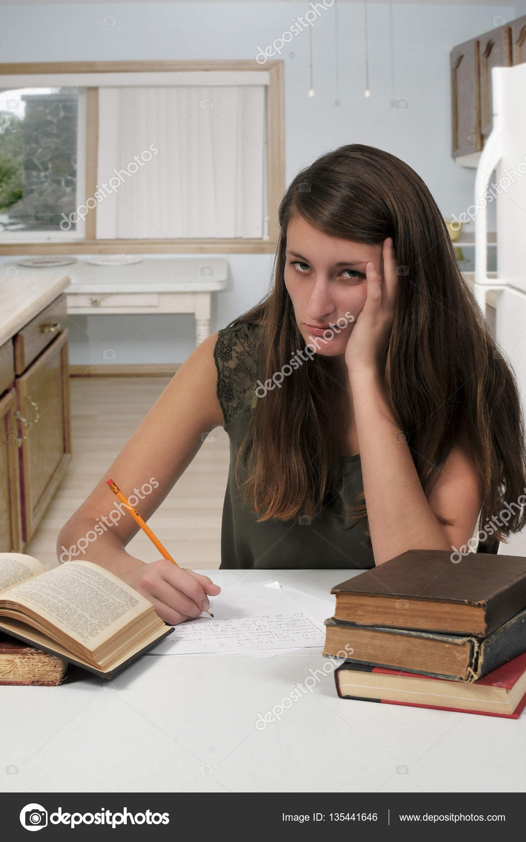 Woman doing homework — Stock Photo © robeo123 #135441646