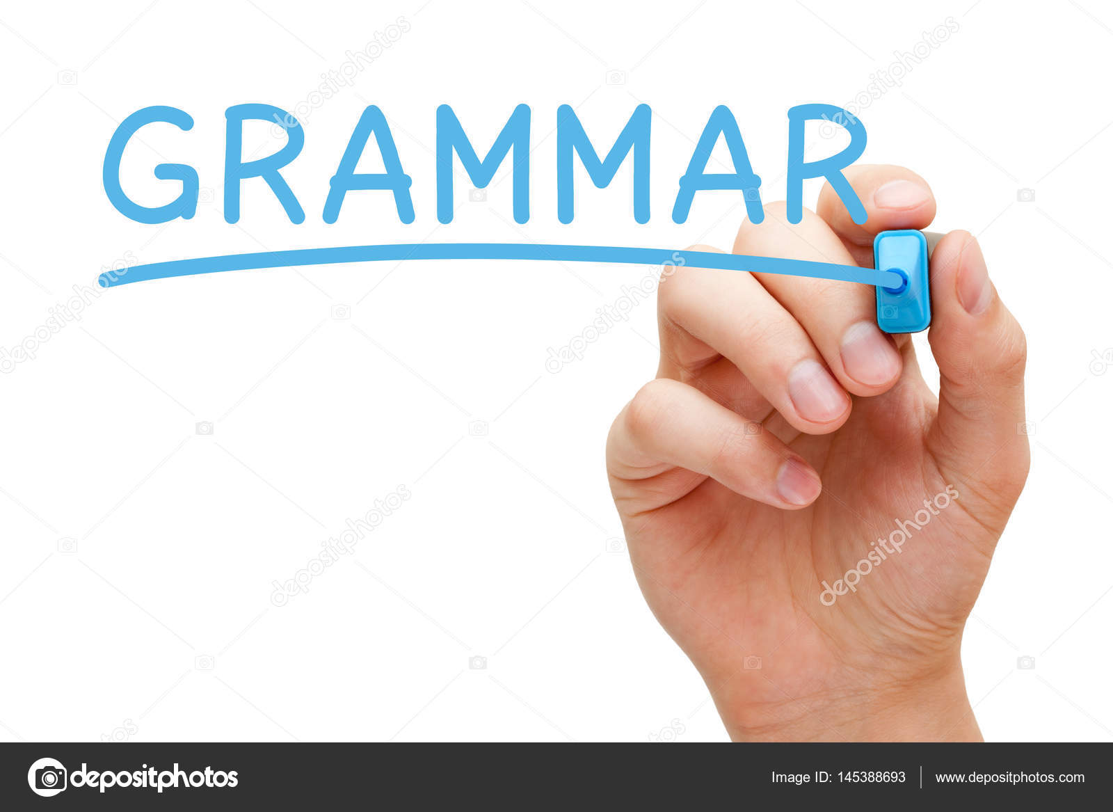 Gramática escritura a mano con Blue Marker — Foto de stock © ivelin ...