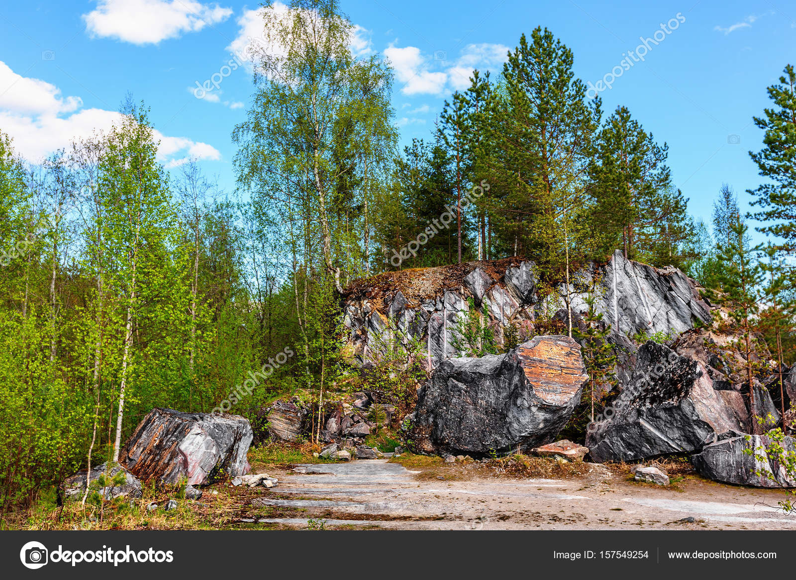 Lumps Rock White Marble Ruskeala Park Republic Karelia Russia Stock ...
