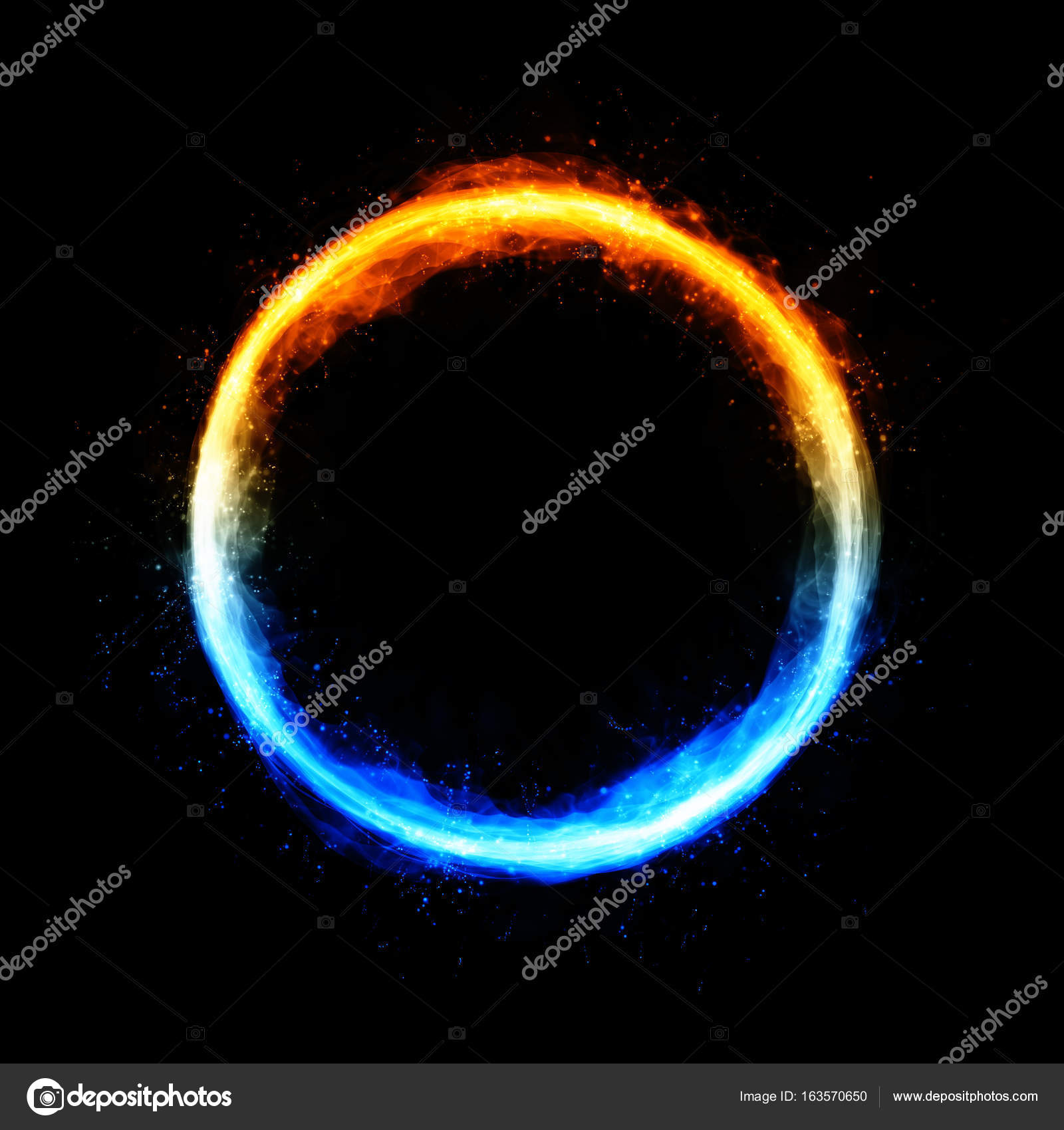 Double Coloured Cold Warm Circle Sparkles Free Space Center Isolated ...