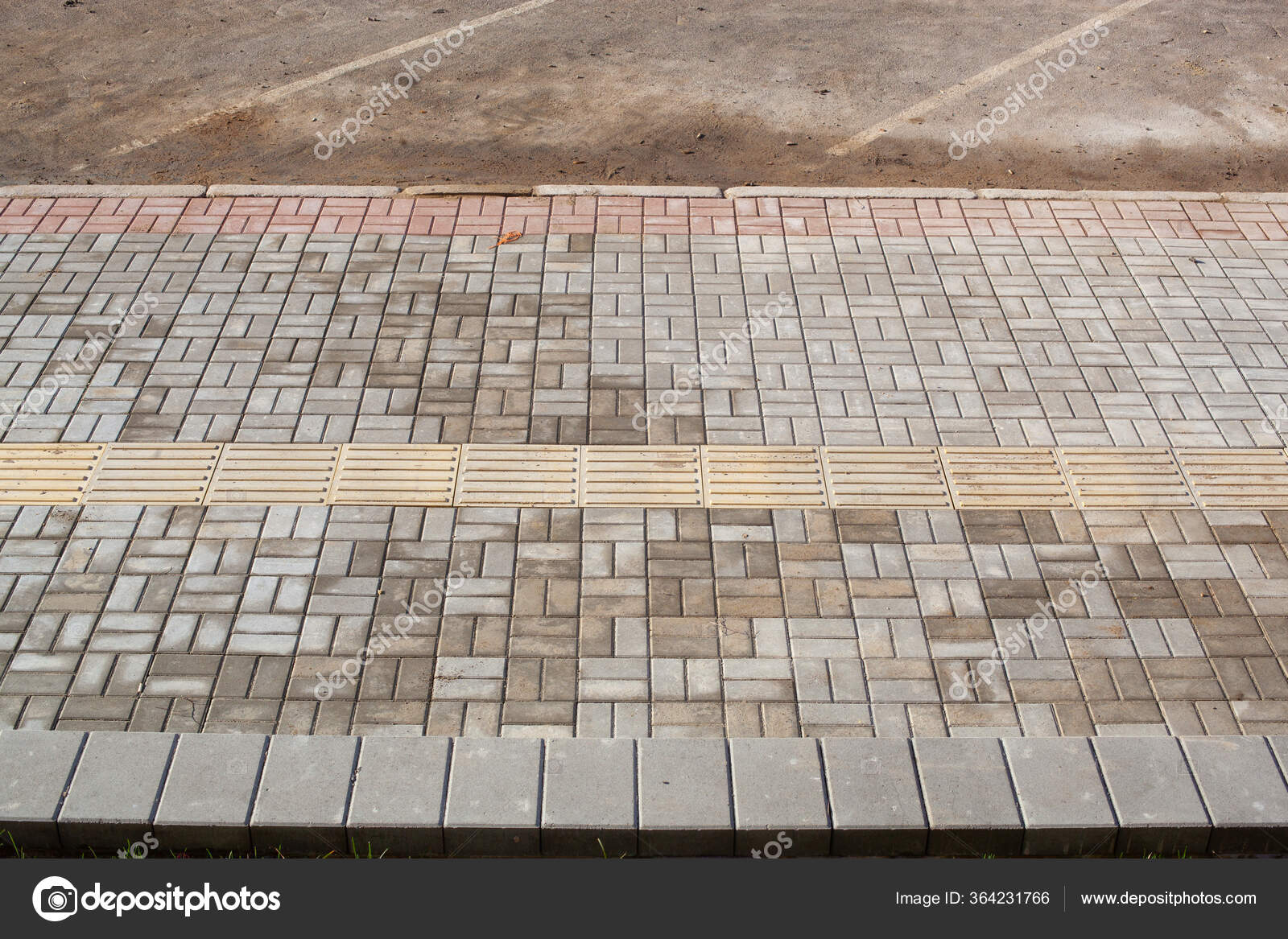 Bright Yellow Tactile Paving Visually Impaired Sidewalk Stock Photo by ...