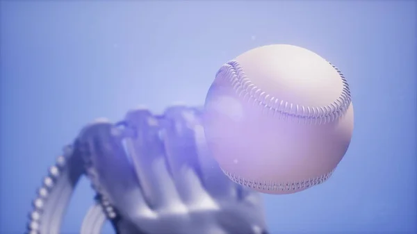 4K Super slow motion Baseball and mitt at blue sky background - Stock ...