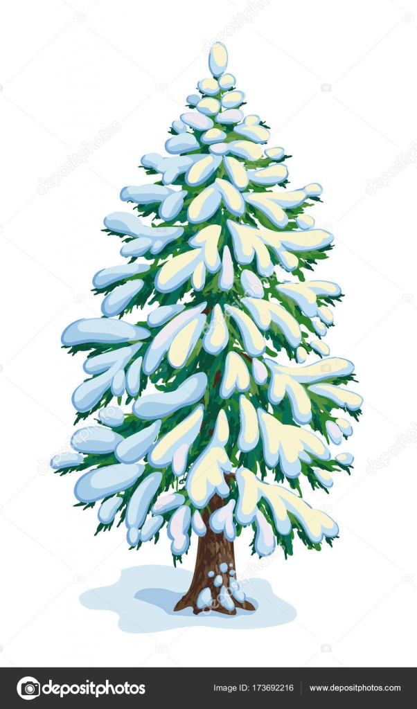 Big snow-covered fir tree. Vector dwawing Stock Vector Image by ...