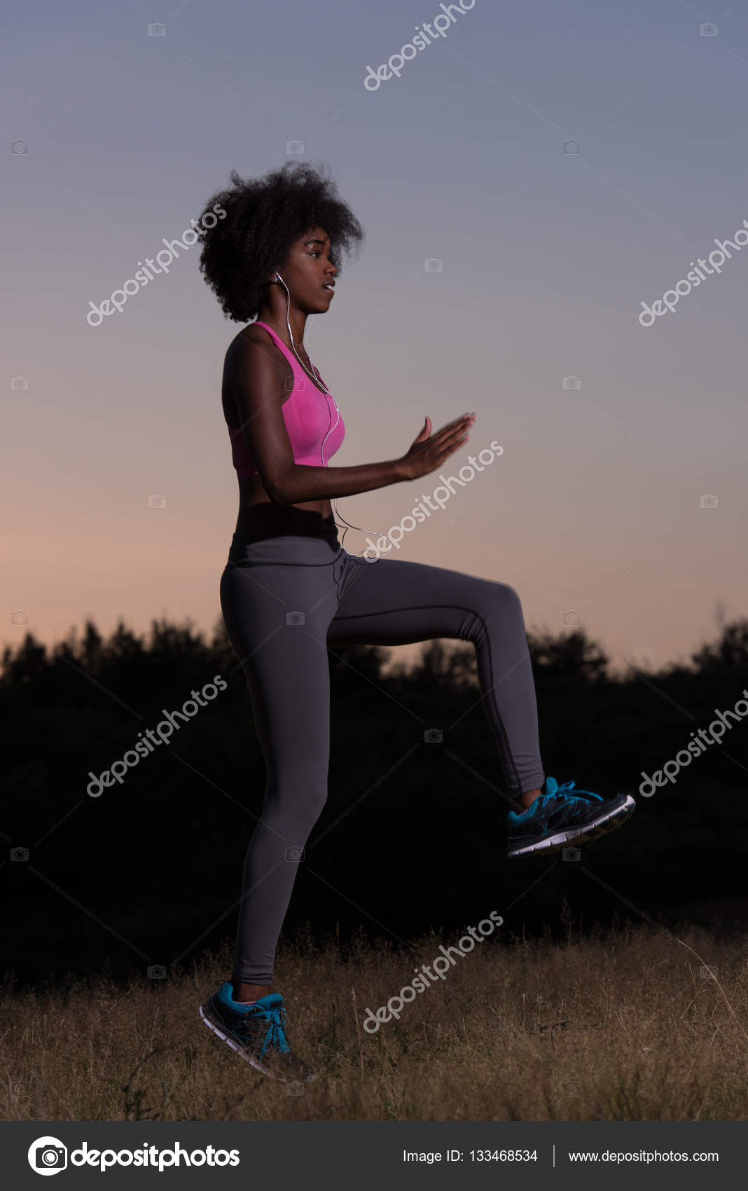 Black woman is doing stretching exercise relaxing and warm up — Stock ...