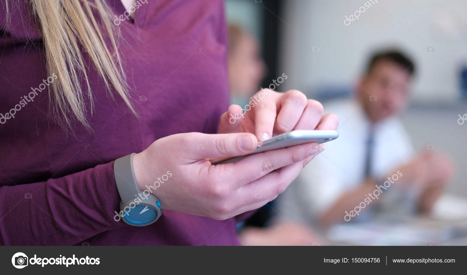 Female manager using cell telephone in office Stock Photo by ©.shock ...