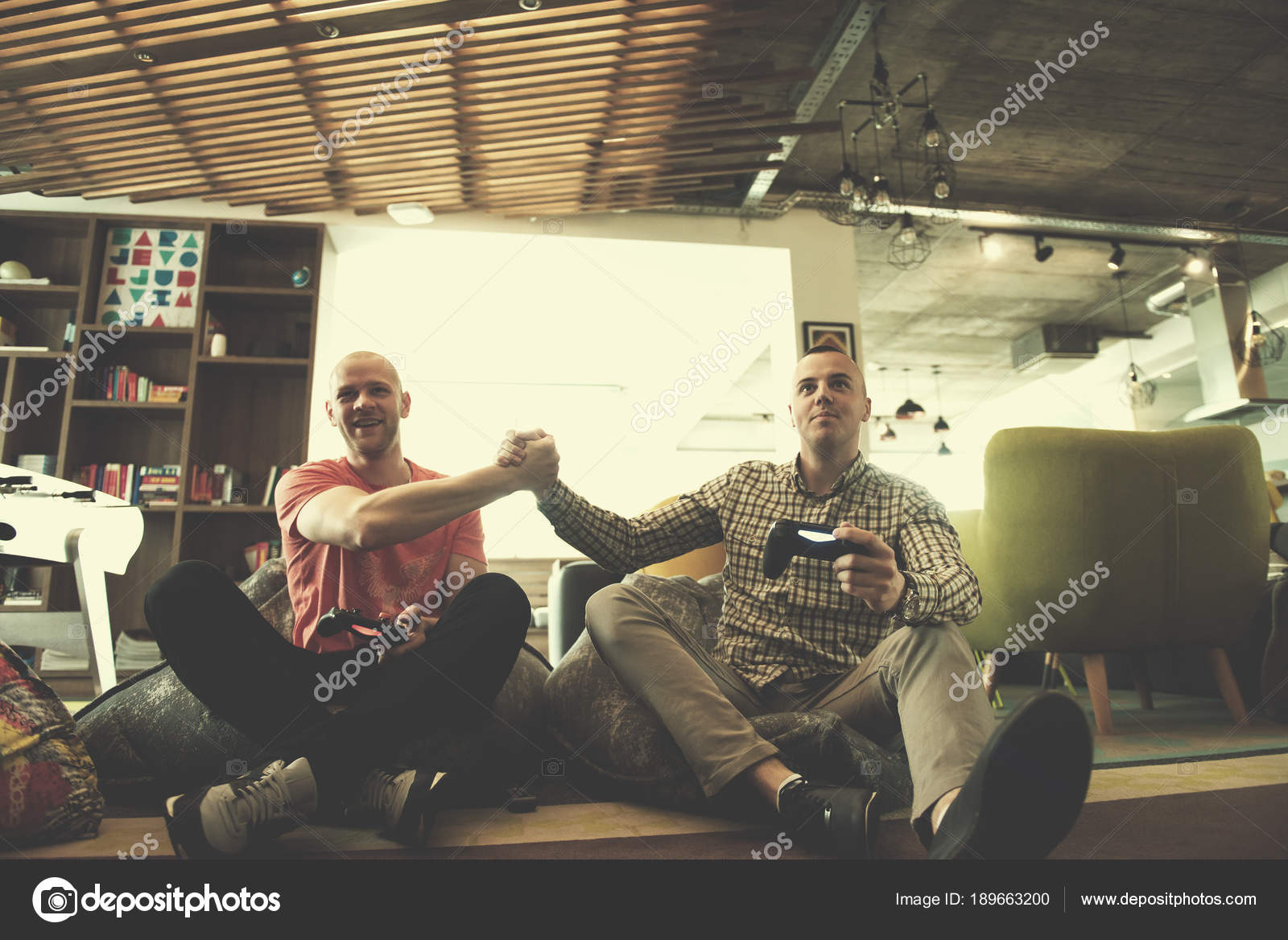 Work Hard Play Hard Workers Playing Computer Games Creative Startup ...