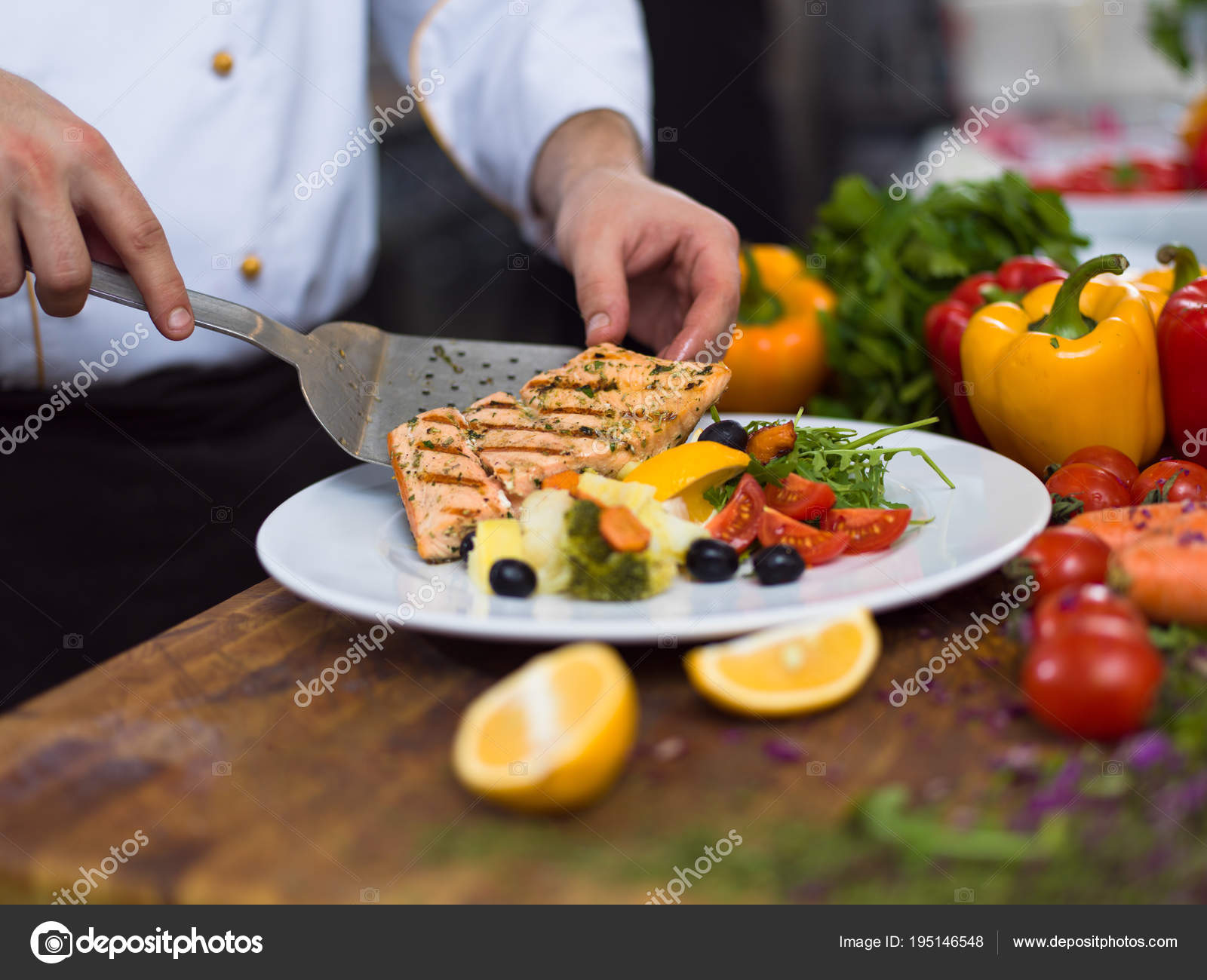 Cook chef decorating garnishing prepared meal — Stock Photo © .shock ...