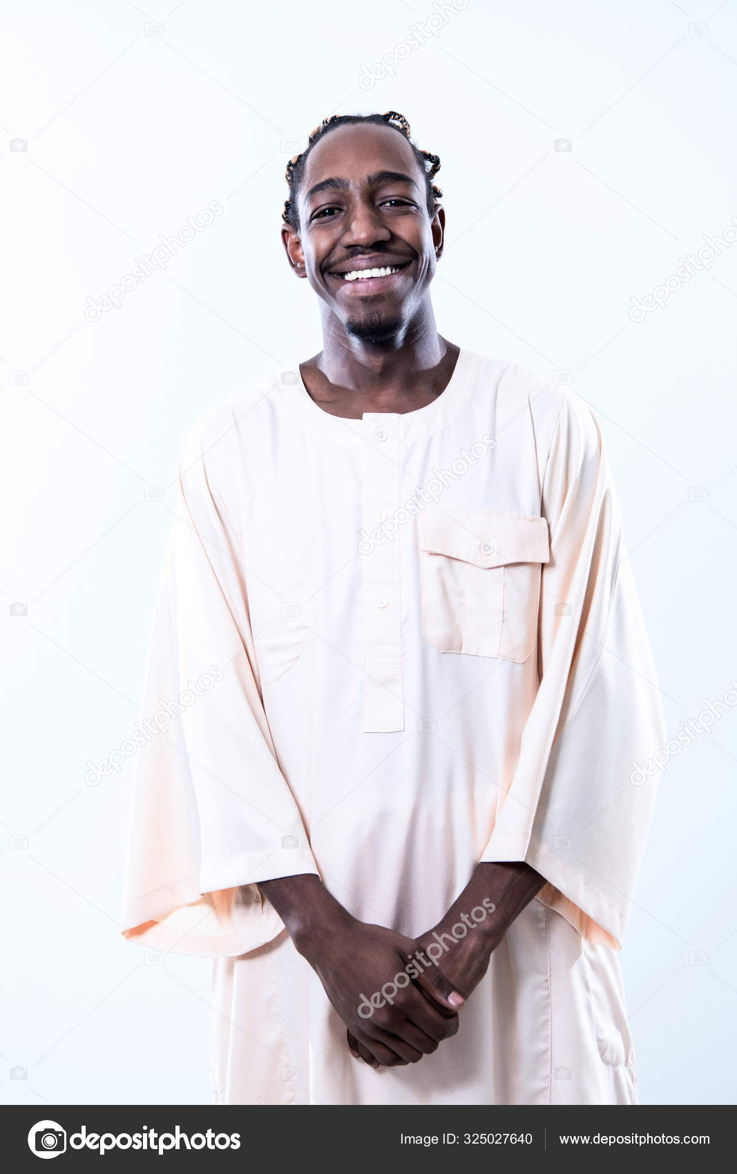 Handsome african black man in traditional clothes — Stock Photo © .shock #325027640