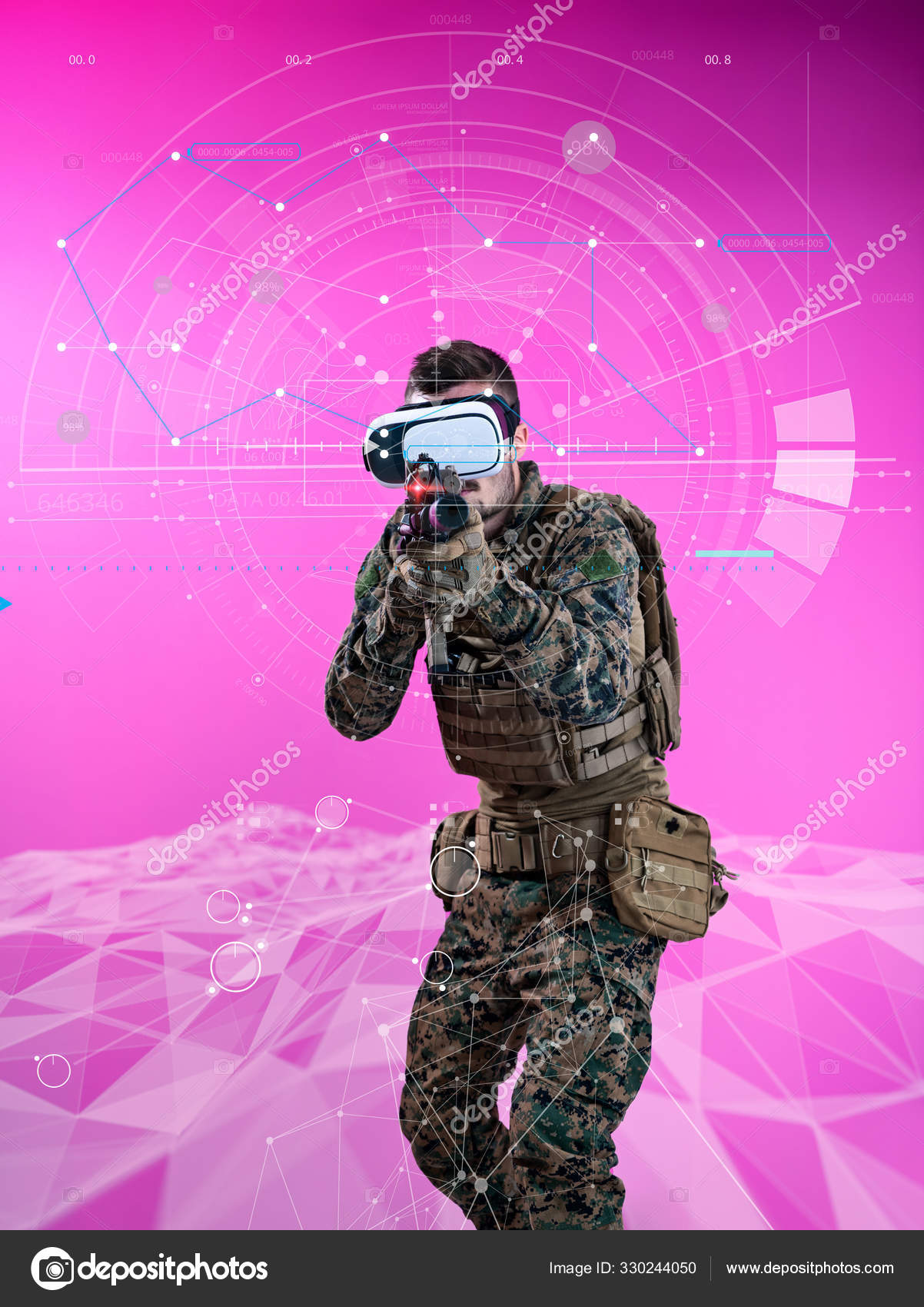 Soldier using virtual reality headset Stock Photo by ©.shock 330244050