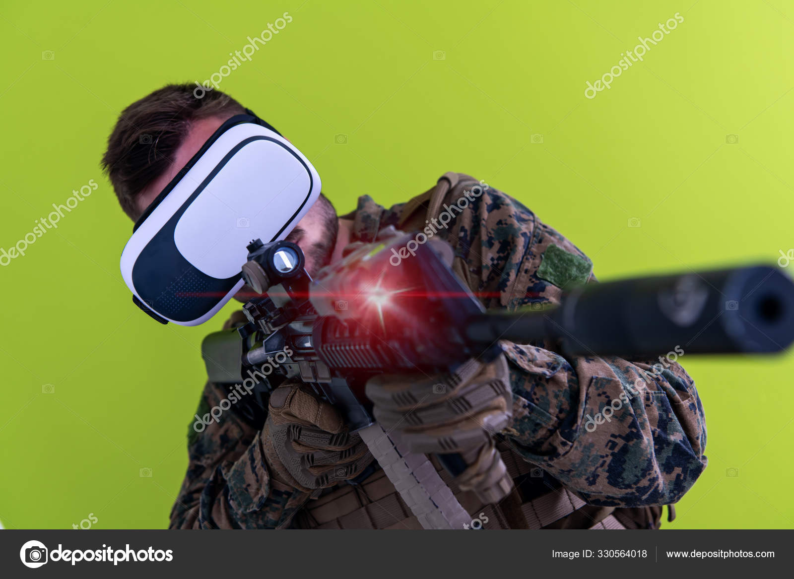 Soldier virtual reality green background Stock Photo by ©.shock 330564018