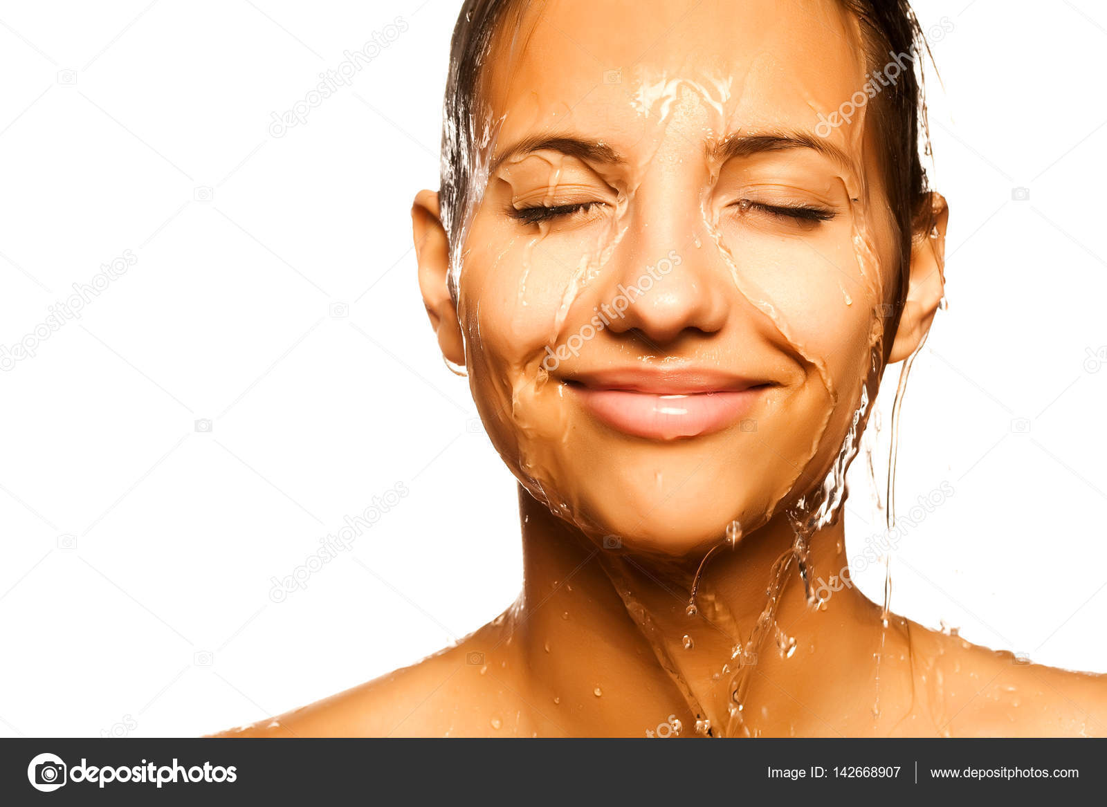 Woman face with water drop ⬇ Stock Photo, Image by © kanareva #142668907