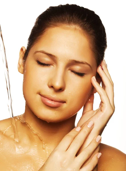 Woman face with water drop — Stock Photo © kanareva #153884940