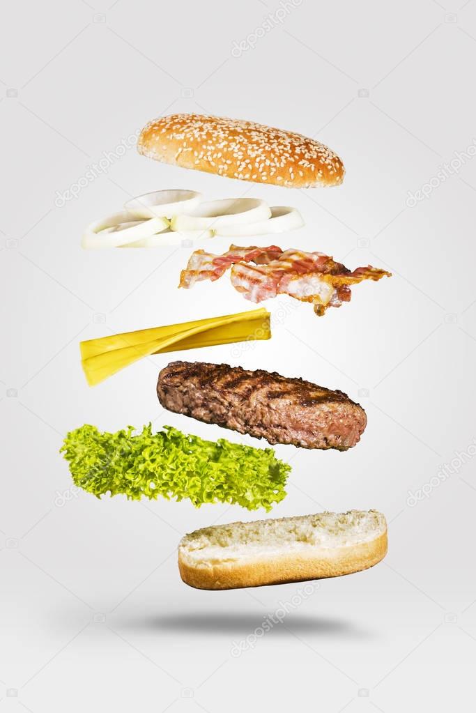 Floating Burger isolated — Stock Photo © wisiel #157533200