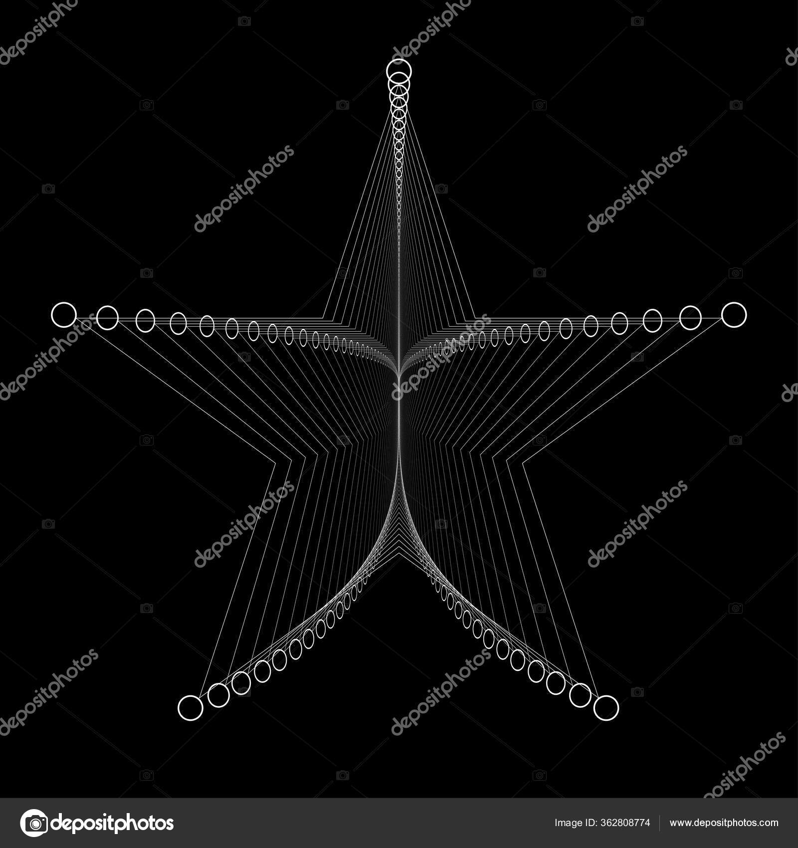 White Five Pointed Star Shape Black Background Stock Vector Image by ...