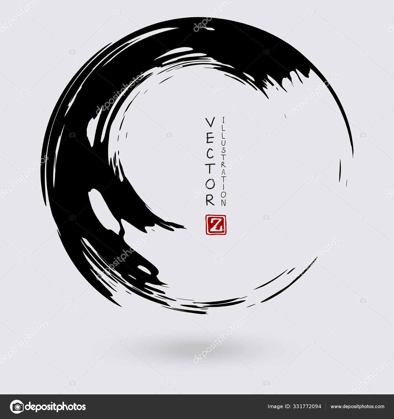 Vector ink shape. Circle element. Round brush stroke. Stock Vector ...