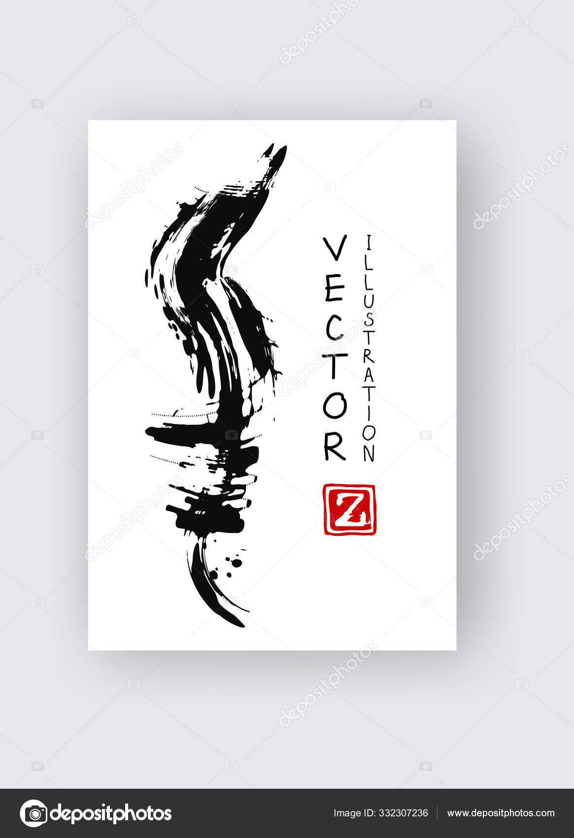 Ink brush stroke background. Japanese style. vECTOR Stock Vector Image ...