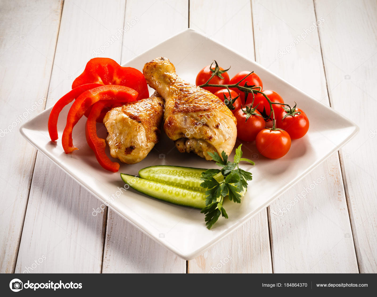 Grilled Chicken Legs Vegetables — Stock Photo © gbh007 #184864370