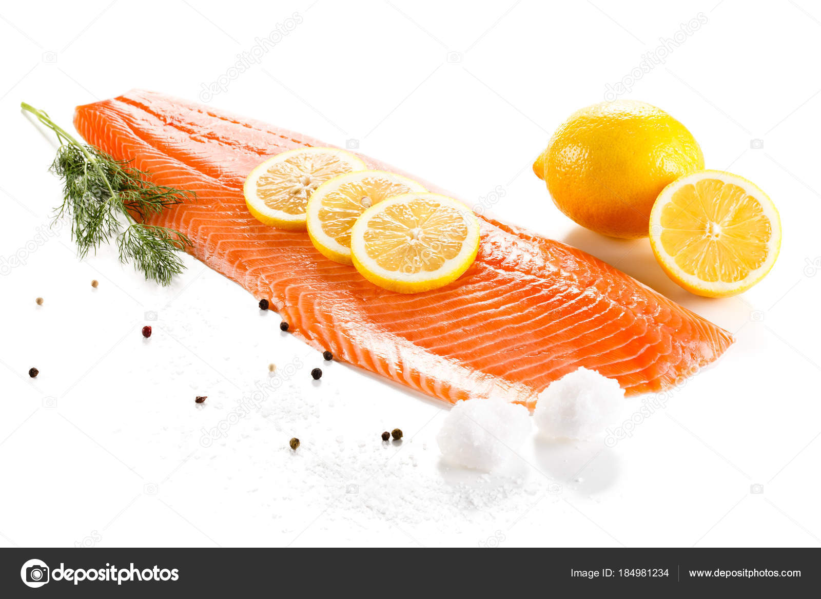 Raw Salmon Fillet White Background Stock Photo by ©gbh007 184981234