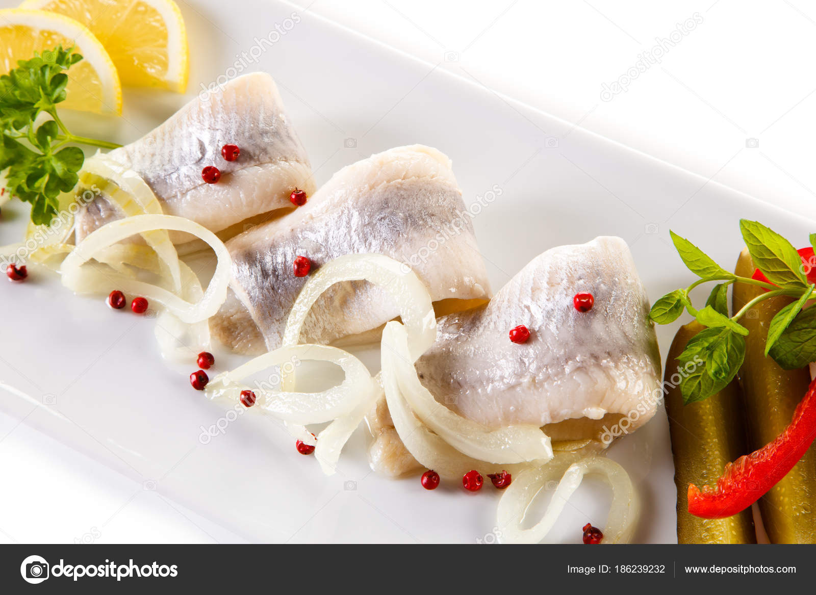 Marinated Herring Fillets White Background — Stock Photo © gbh007 ...
