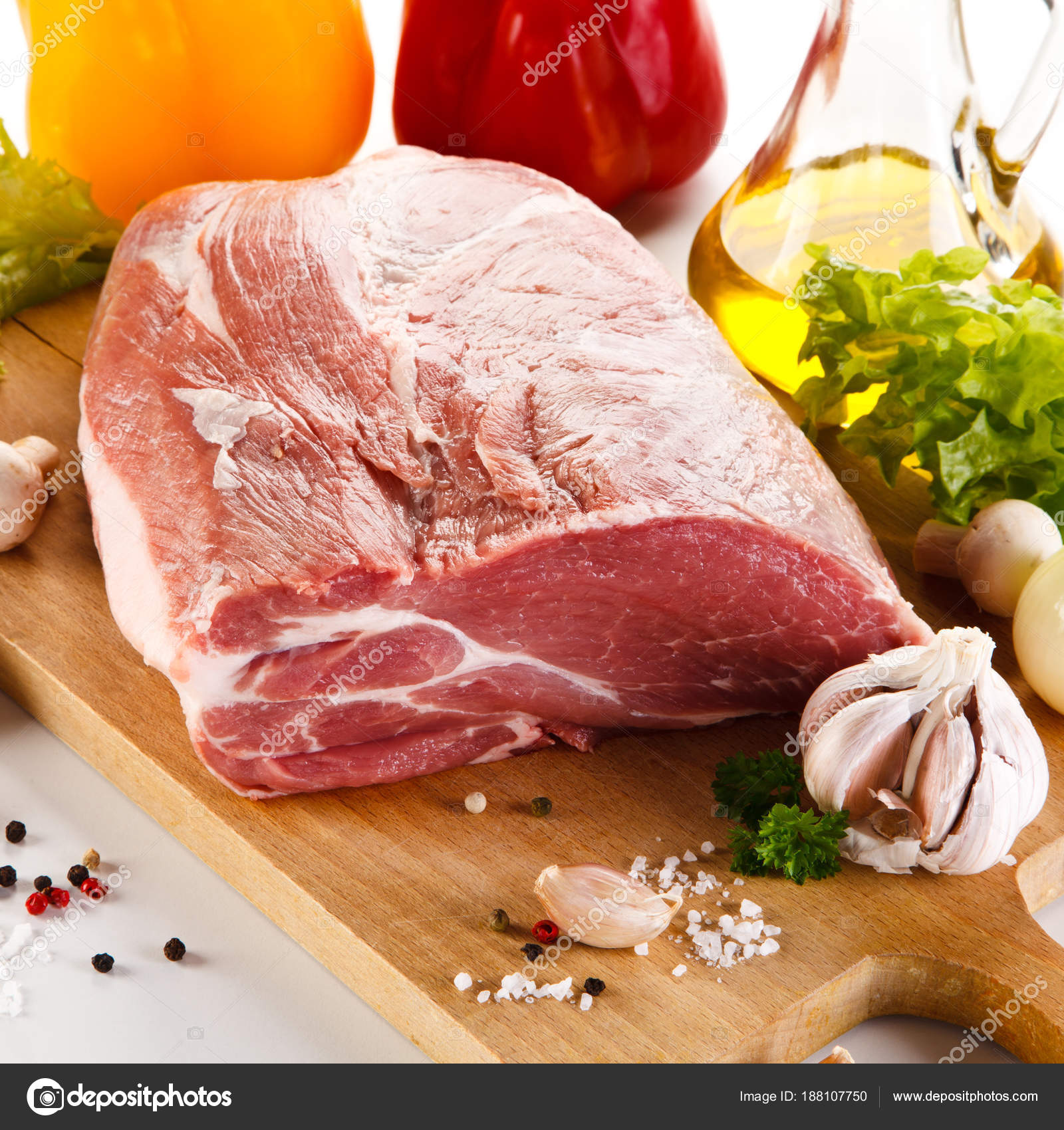 Raw Pork Cutting Board Stock Photo by ©gbh007 188107750