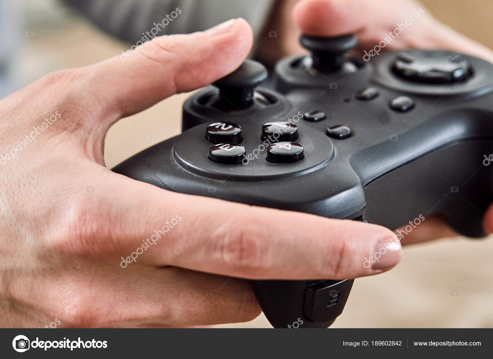 Man Holding Joystick Controllers While Playing Video Games Home — Stock ...