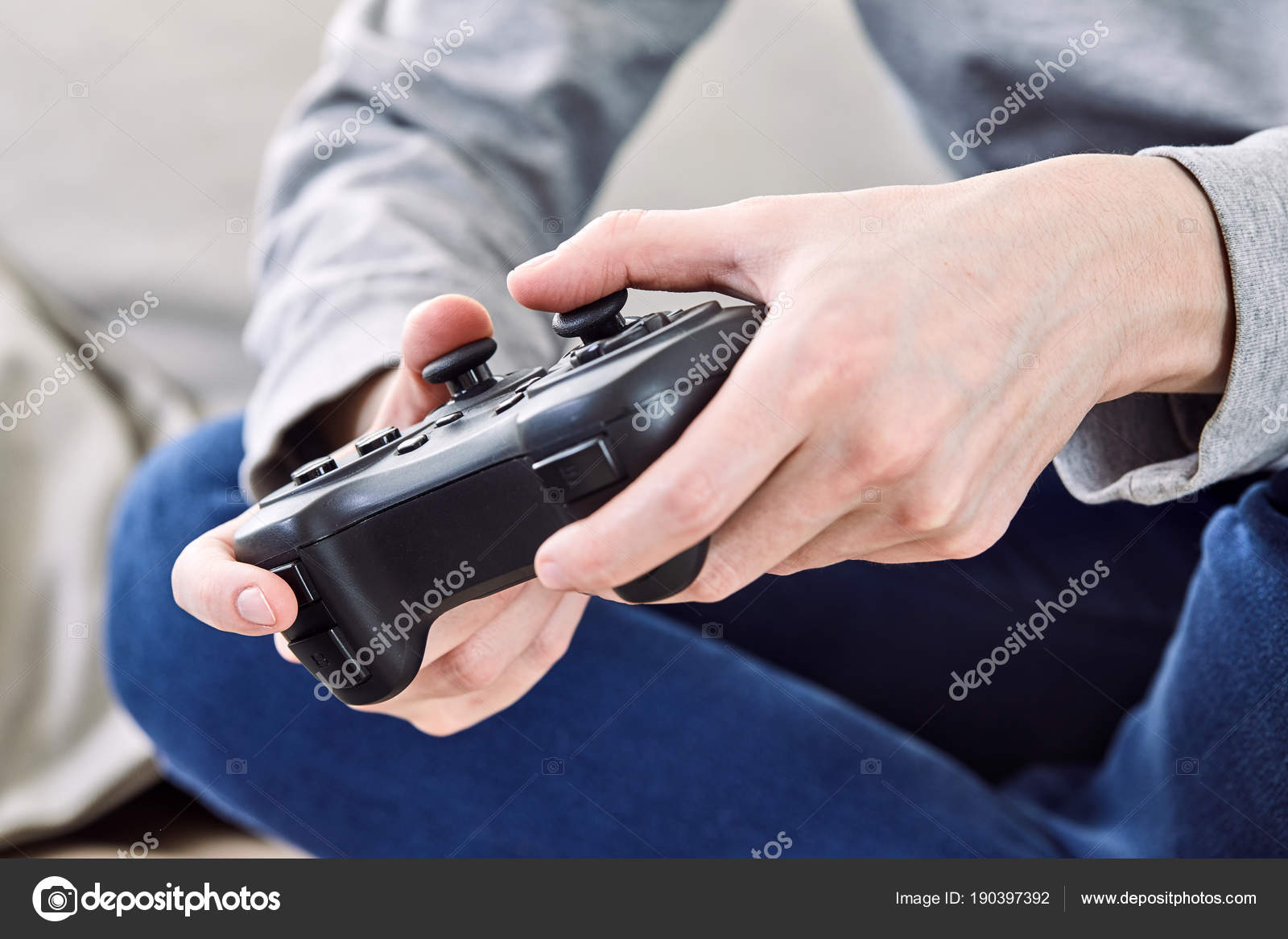 Man Holding Joystick Controllers While Playing Video Games Home — Stock ...
