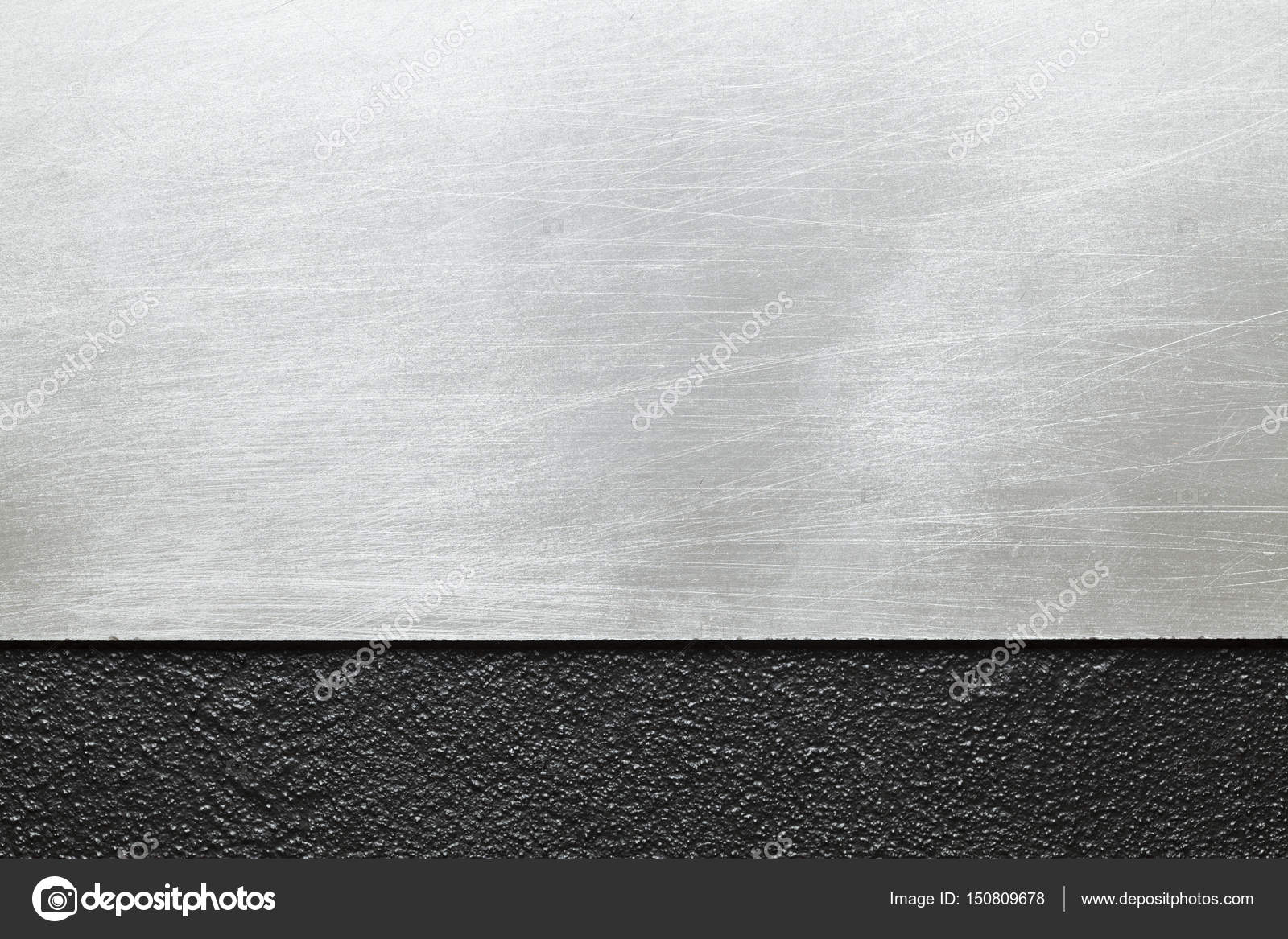 Two layer background - metal surface and plastered wall Stock Photo by ...