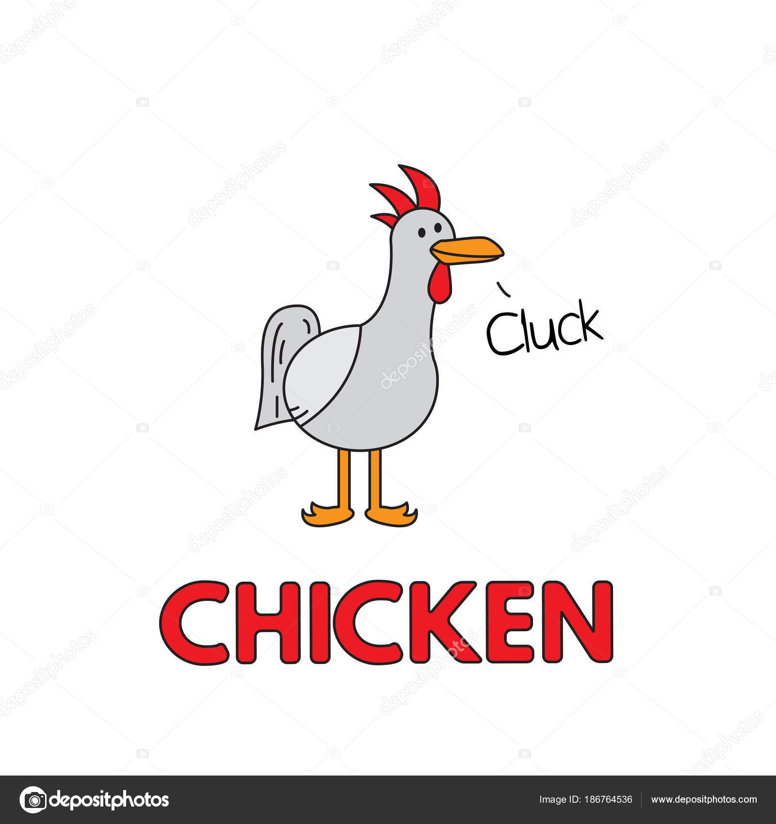 Tecknad kyckling Flashcard för barn vektor av ©Roman_Volkov 186764536