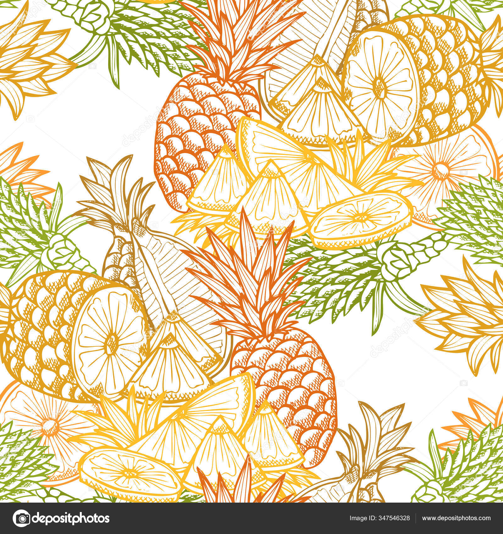 Elegant Seamless Pattern Pineapple Fruits Design Elements Fruit Pattern ...