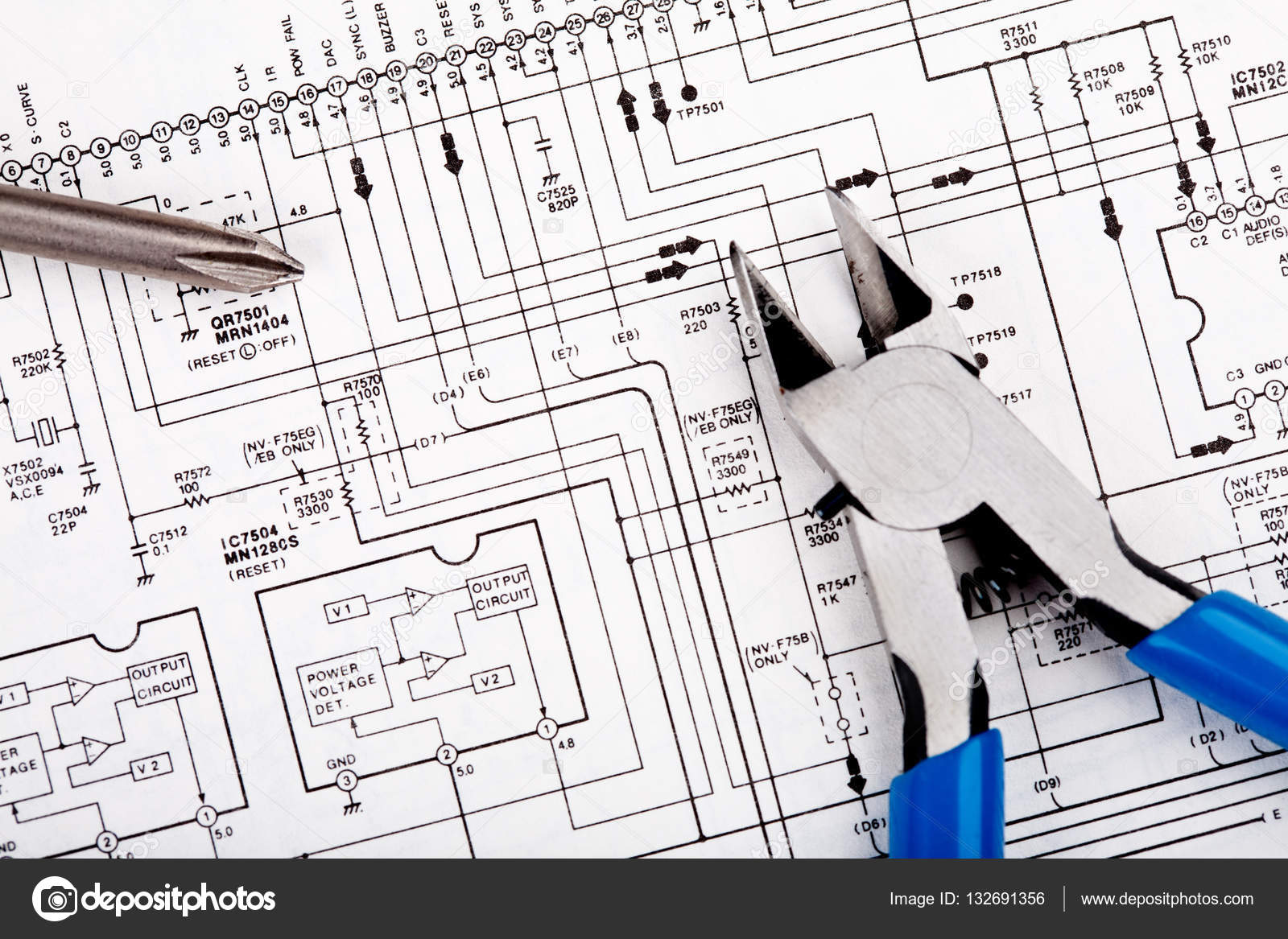 Tools on schematic diagram — Stock Photo © Aivolie #132691356