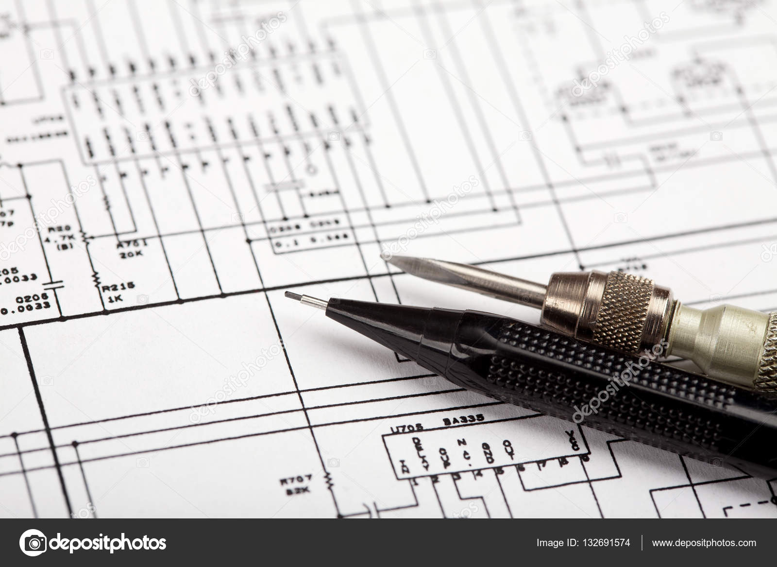 Tools on schematic diagram — Stock Photo © Aivolie #132691574