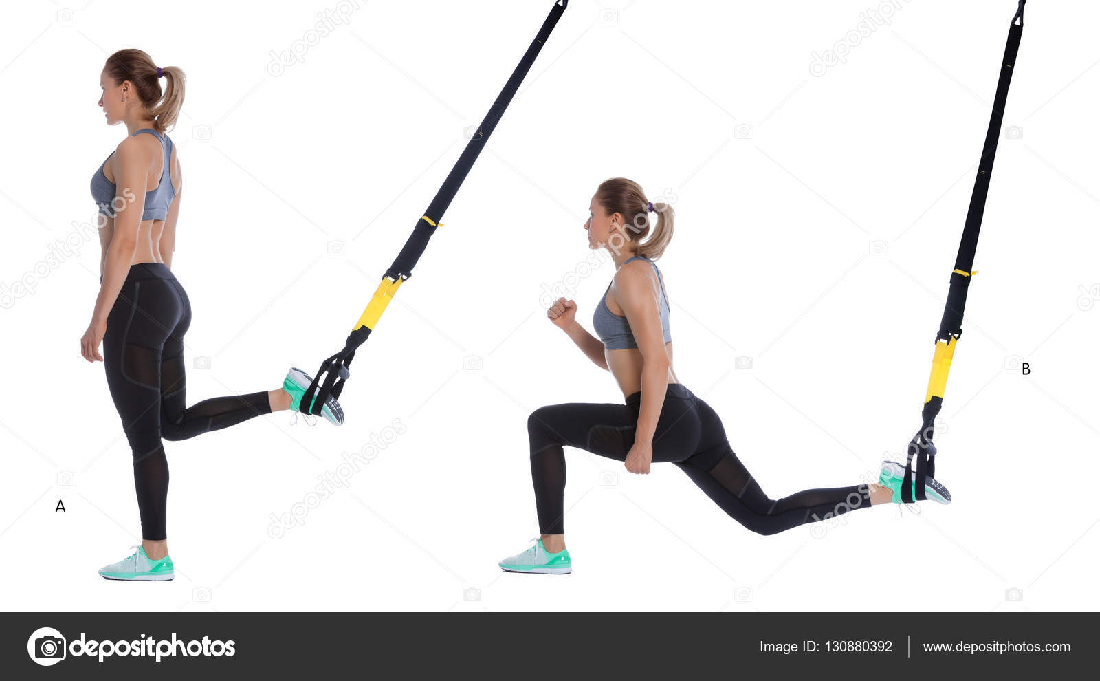 TRX lunge exercise ⬇ Stock Photo, Image by © blanaru #130880392