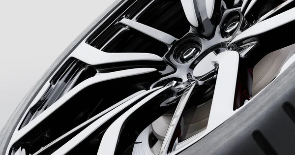 Conjunto Ruedas Con Llantas Aluminio Modernas Primer Plano Sobre Fondo ...