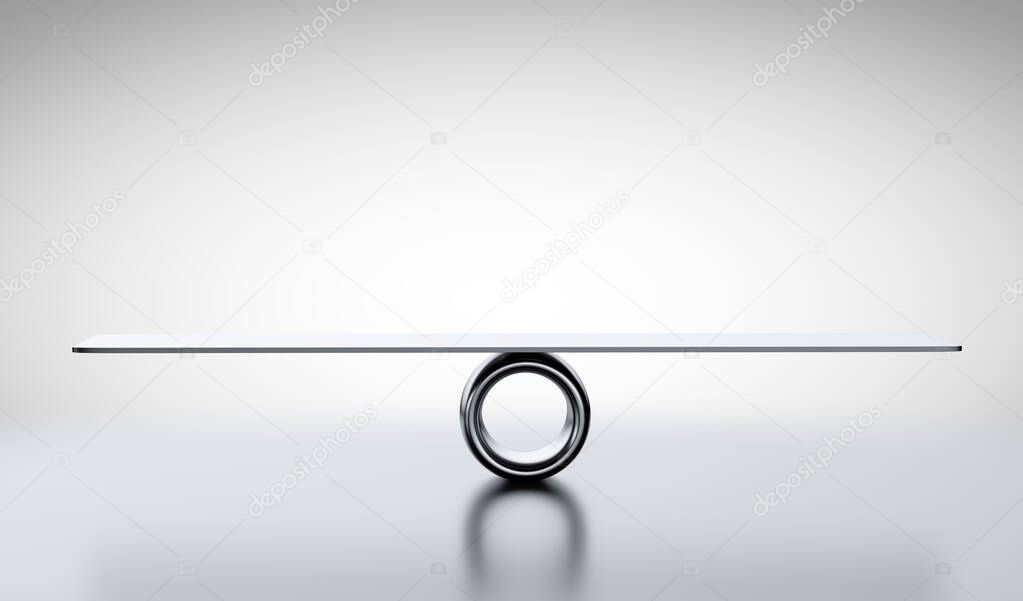 Escala vacía. Símbolo de la ley, el equilibrio y el peso. Renderizado ...