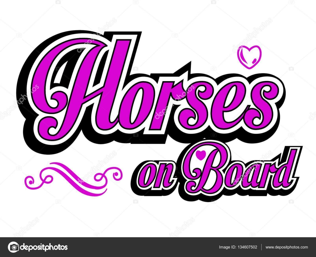 Horses on Board steacker pink Vintage style. Retro. Hand lettering ...