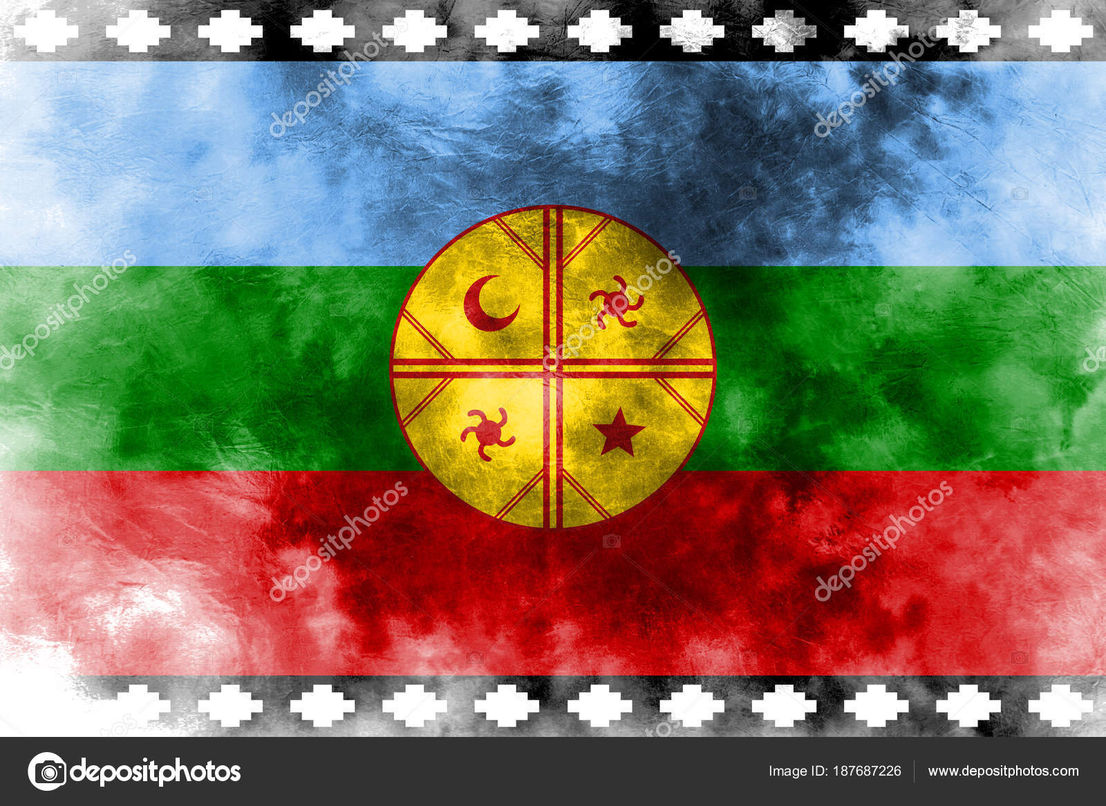 Bandera Grunge Mapuche, Chile y territorio dependiente de Argentina fl ...