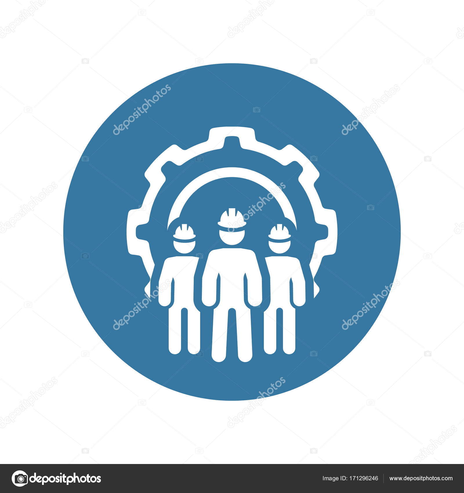 Engineering Team Icon. Three Men and Cog Wheel. Development Symbol ...