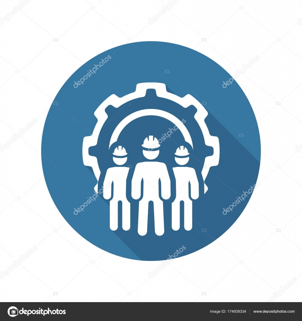 Engineering Team Icon. Three Men and Cog Wheel. Development Symbol ...