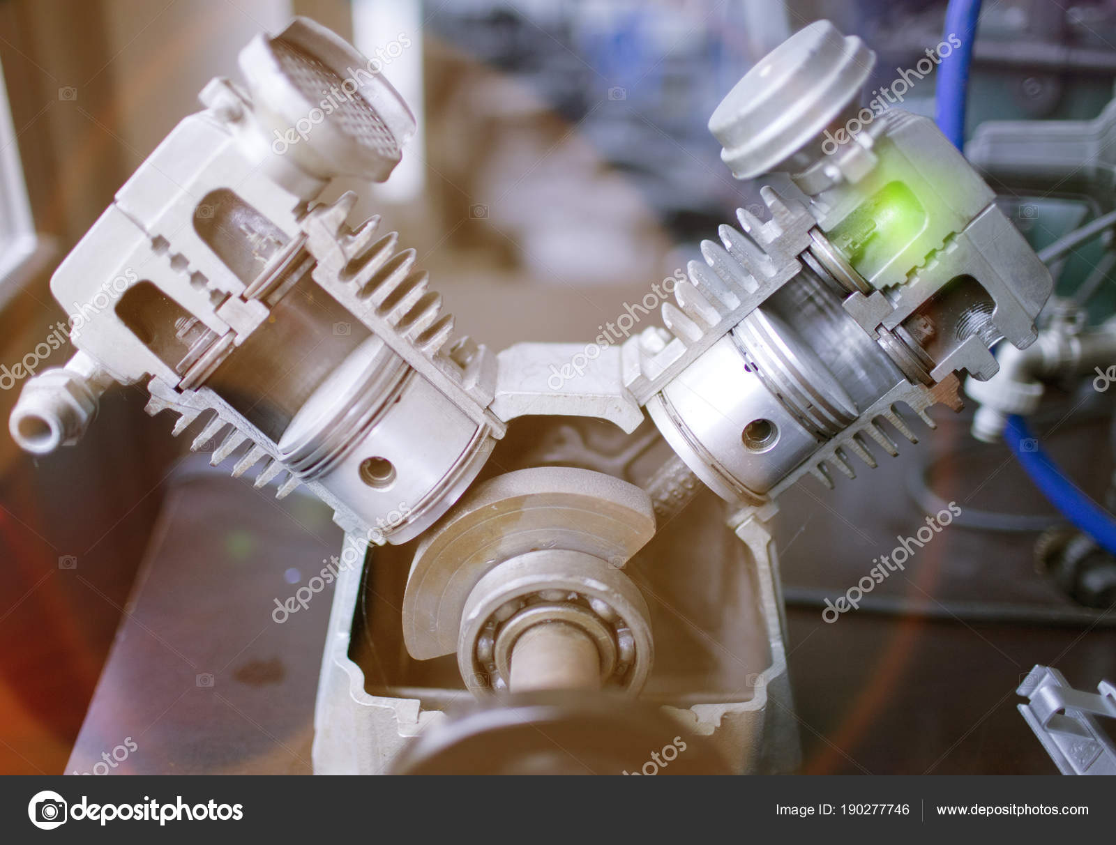 Engine Pistons Section Visible Internal Details — Stock Photo ...