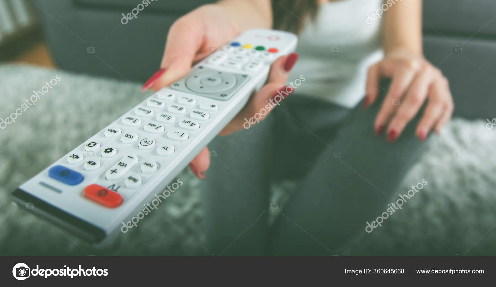 Television Remote Control Woman Hand Unrecognizable Person — Stock ...