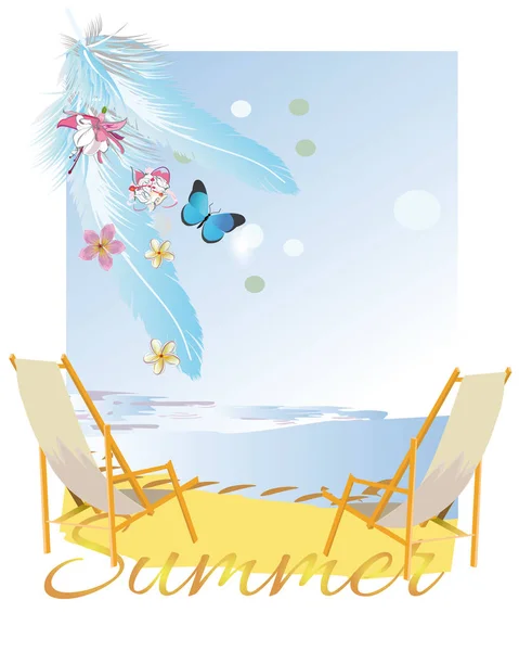 Relax summer background with flowers and feathers. Stock Vector Image ...