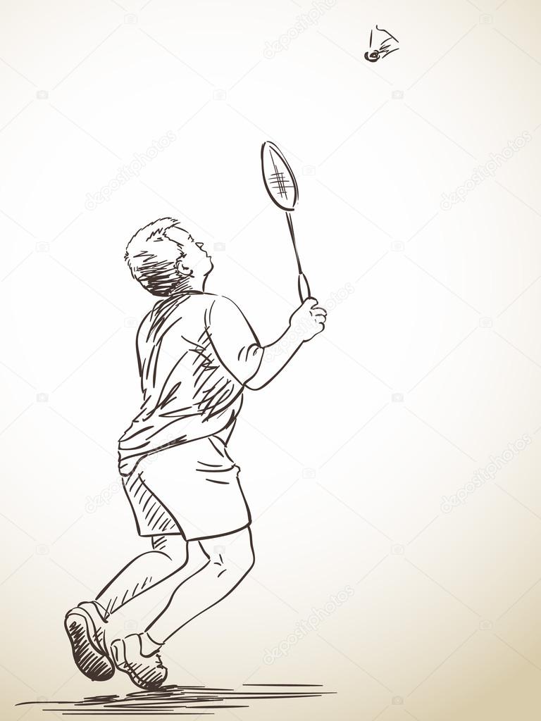 Sketch of man playing badminton Stock Vector Image by ©OlgaTropinina ...