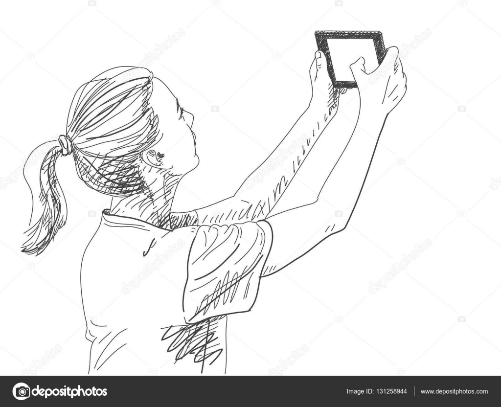 Woman Taking Selfie Photo Stock Vector By ©olgatropinina 131258944